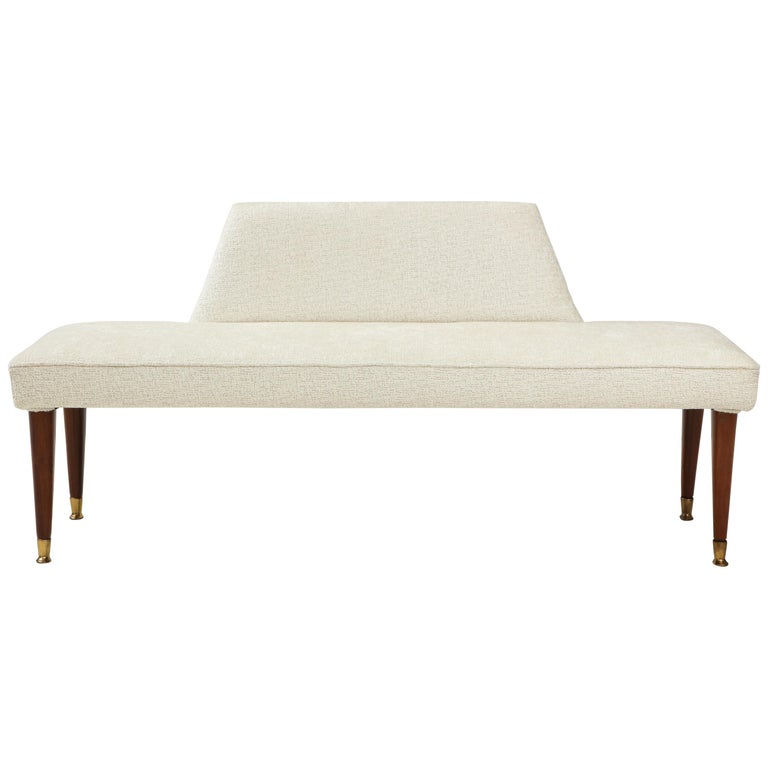 Long Ivory Boucle Bench or Banquette with Half Back, Italy, 1960s at ...