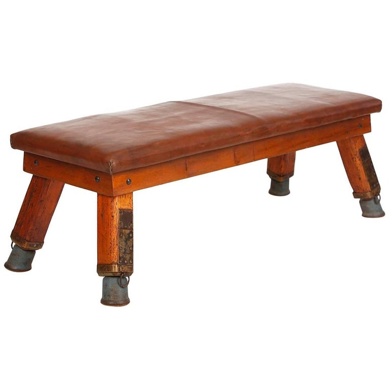 Long Leather Gym Bench, 1930s at 1stDibs