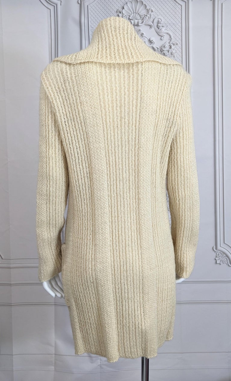 Long Line Ribbed Wool Sweater Cardigan For Sale at 1stDibs