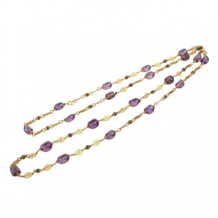 Long Link Chain with Amethysts For Sale at 1stDibs