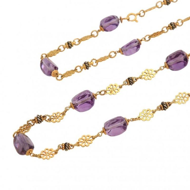 Long Link Chain with Amethysts For Sale at 1stDibs