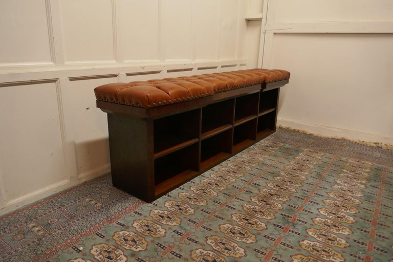 Long Mahogany Chesterfield Hall Seat Shoe Tidy For Sale at 1stDibs