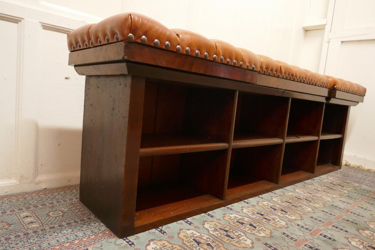 Long Mahogany Chesterfield Hall Seat Shoe Tidy For Sale at 1stDibs