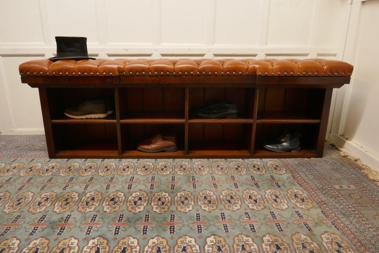 Long Mahogany Chesterfield Hall Seat Shoe Tidy For Sale at 1stDibs