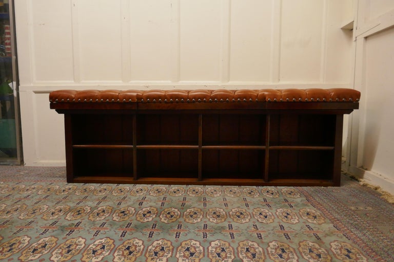 Long Mahogany Chesterfield Hall Seat Shoe Tidy For Sale at 1stDibs