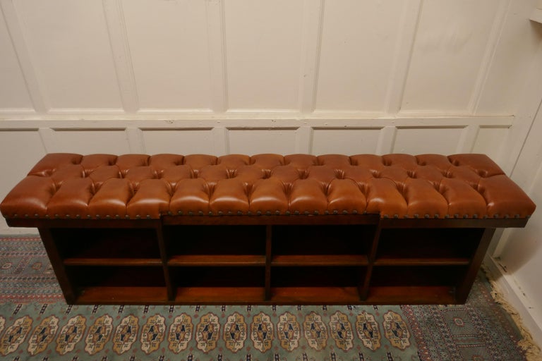 Long Mahogany Chesterfield Hall Seat Shoe Tidy For Sale at 1stDibs
