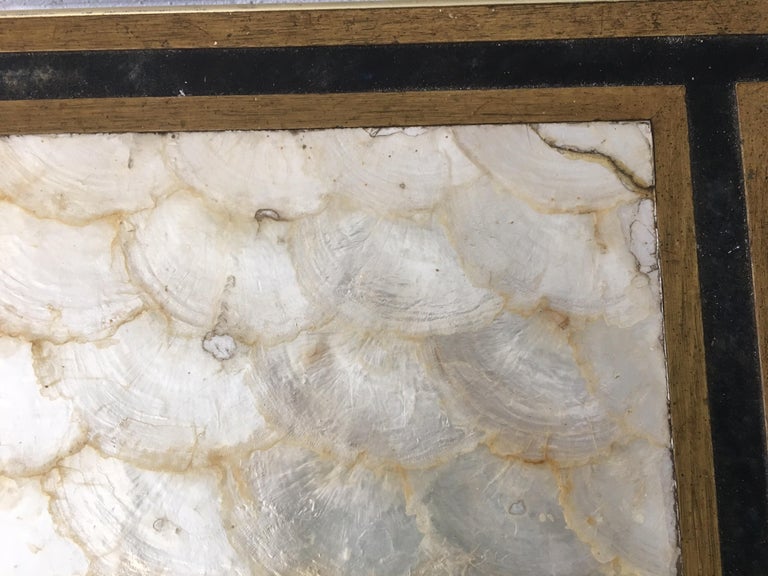 Long Midcentury Capiz Shell Top Coffee Table For Sale at 1stDibs