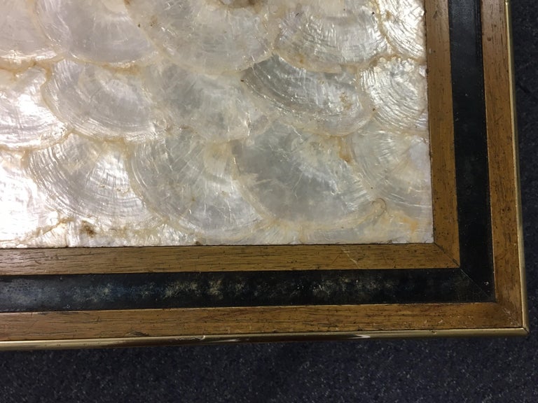 Long Midcentury Capiz Shell Top Coffee Table For Sale at 1stDibs
