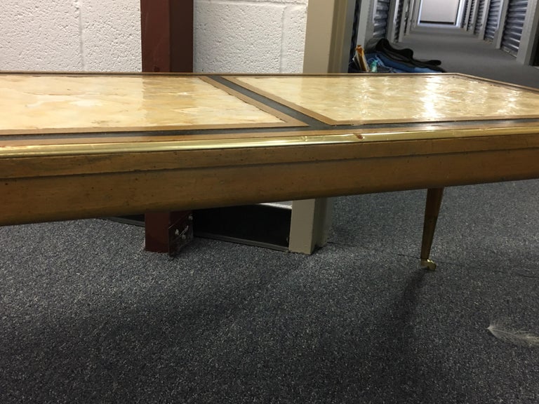 Long Midcentury Capiz Shell Top Coffee Table For Sale at 1stDibs