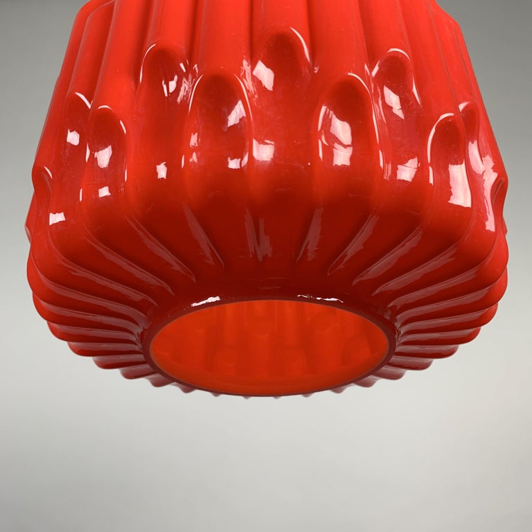 Long Midcentury Glass Pendant, 1960s For Sale at 1stDibs