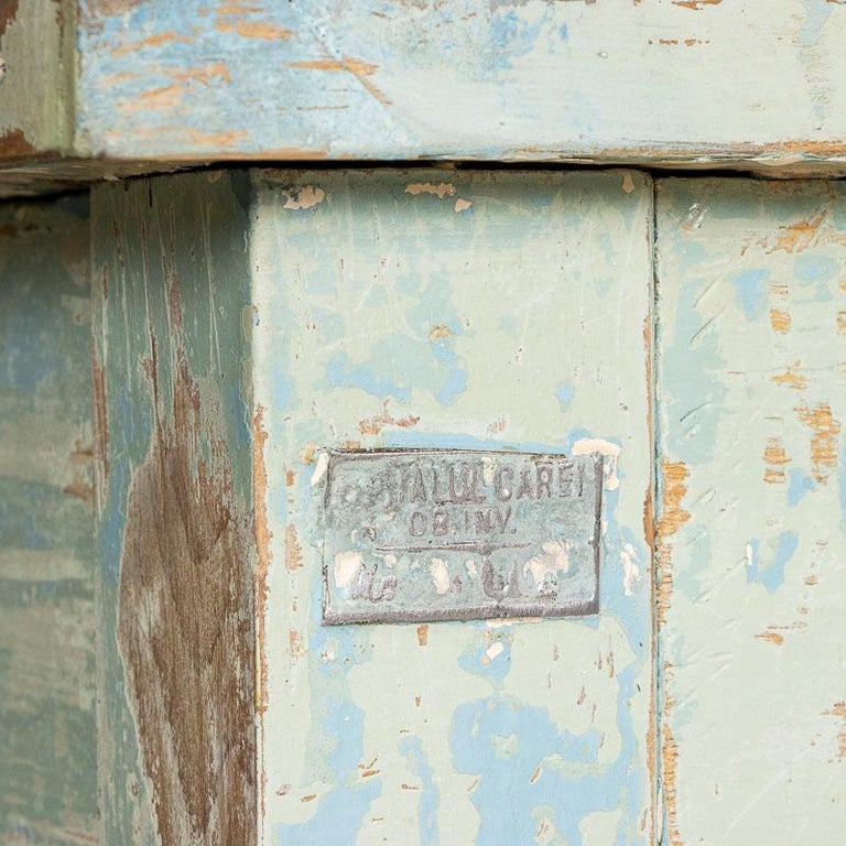 Long Original Antique Blue Painted Narrow Worktable Console Table at ...