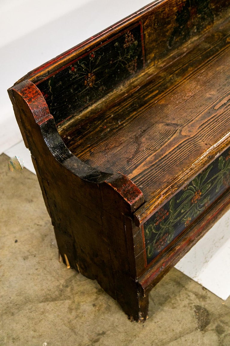 Long Painted European Bench at 1stDibs