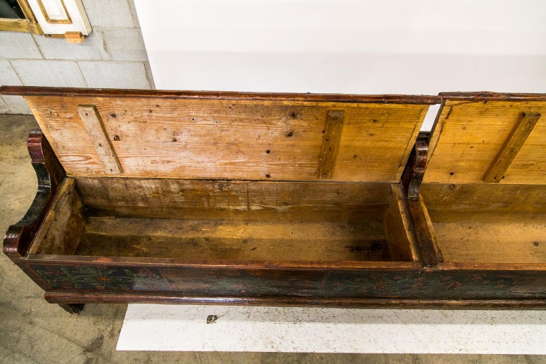 Long Painted European Bench at 1stDibs