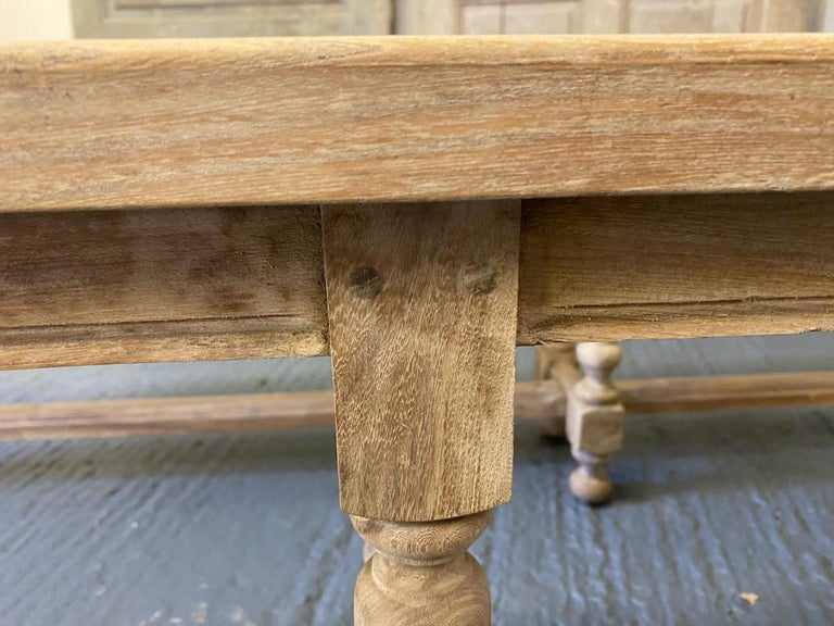 Long Pair French Bleached Oak Farmhouse Dining Benches For Sale at 1stDibs