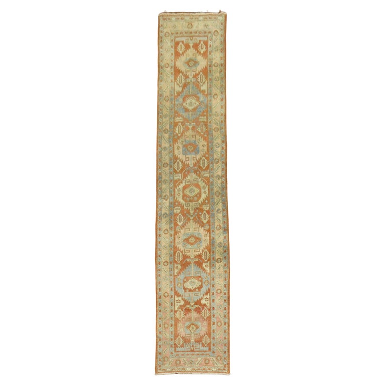 Long Persian Heriz Geometric Runner For Sale at 1stDibs