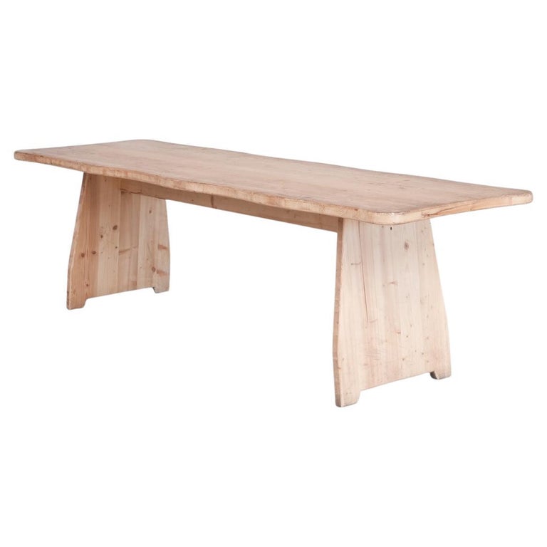 Long Pine Mid-Century French Dining Table at 1stDibs
