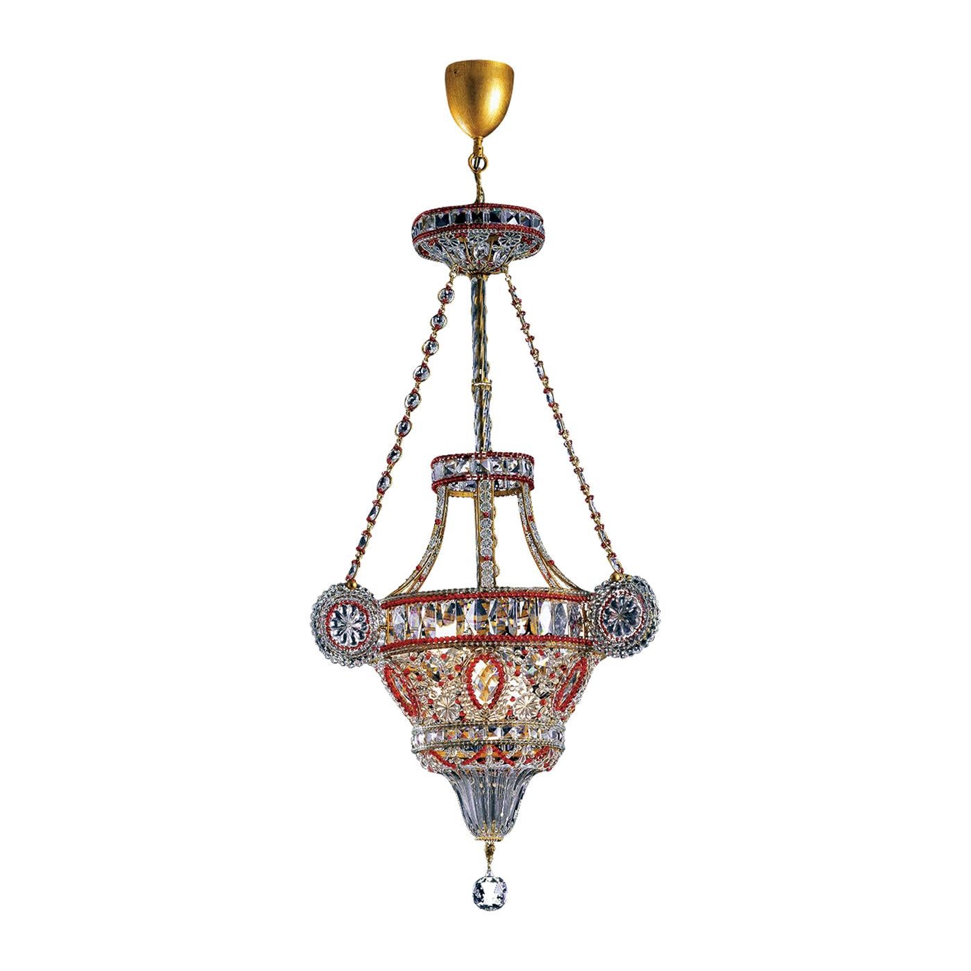 Long Red Crystal Chandelier by Banci For Sale at 1stDibs
