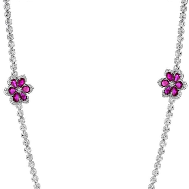 Long Ruby and Diamond Necklace For Sale at 1stDibs