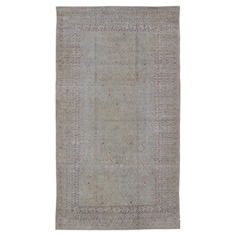 Long Rug Vintage Distressed Amritsar in Sage Green and Cognac Brown For ...