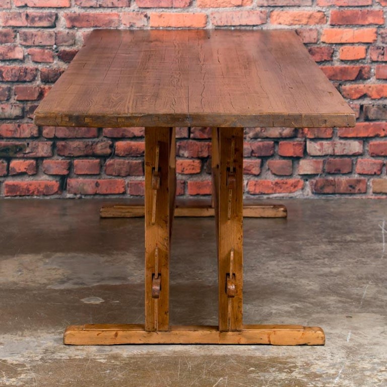 Long Rustic Antique European Pine Farm Table at 1stDibs