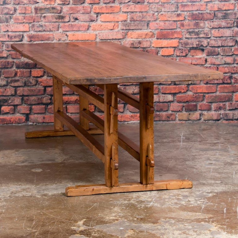 Long Rustic Antique European Pine Farm Table at 1stDibs
