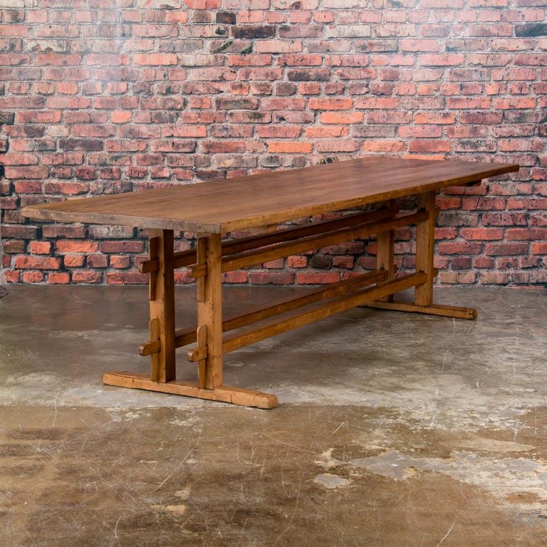 Long Rustic Antique European Pine Farm Table at 1stDibs