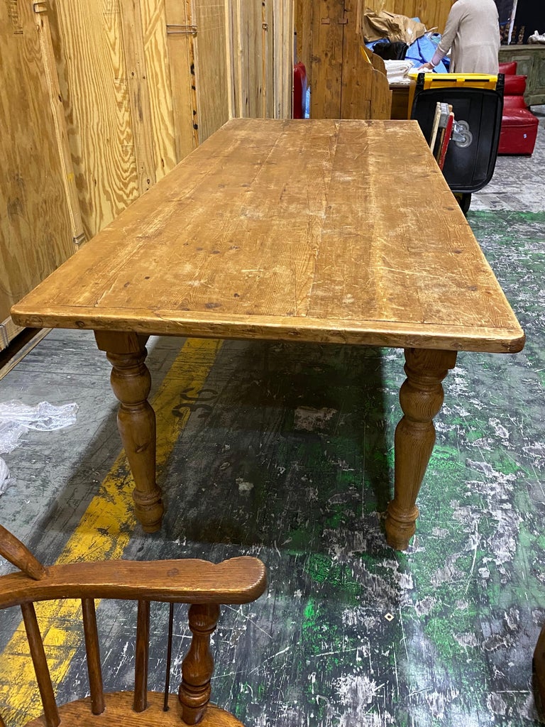 Long Rustic Pine Dining Table For Sale at 1stDibs