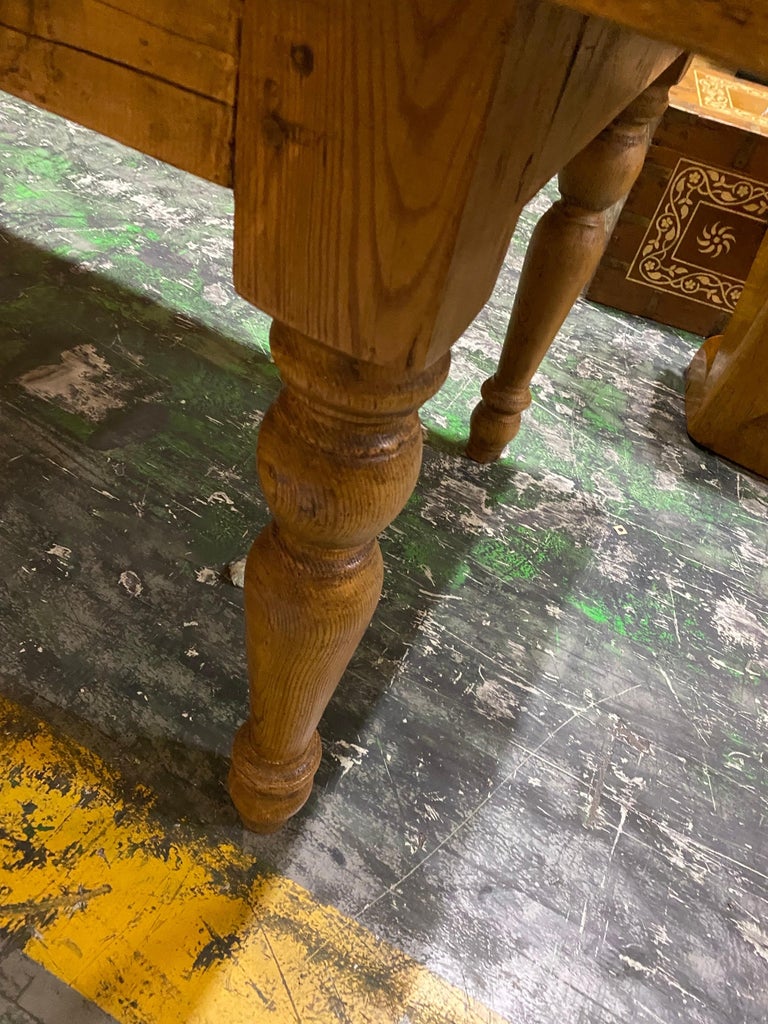 Long Rustic Pine Dining Table For Sale at 1stDibs