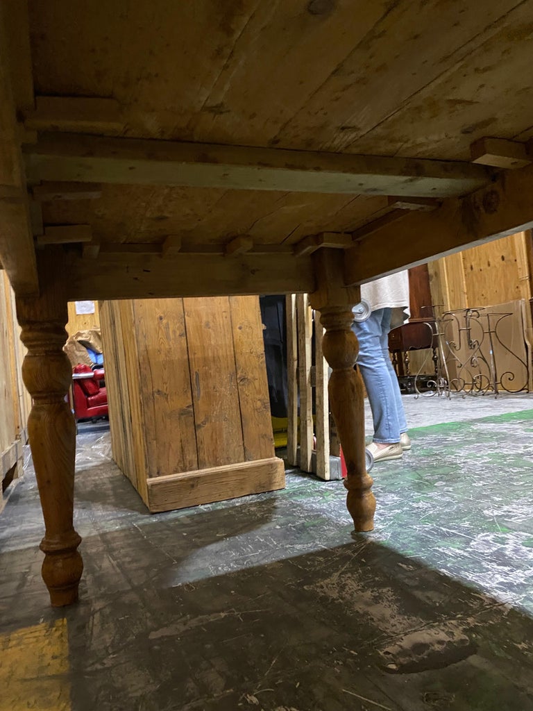 Long Rustic Pine Dining Table For Sale at 1stDibs
