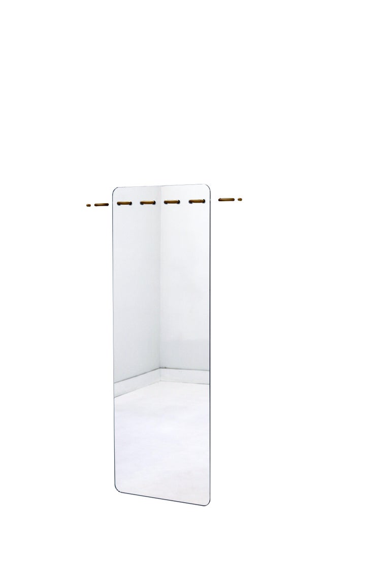 Long Sewn Mirror with Polished Glass Edges and Satin Brass Stitches For ...