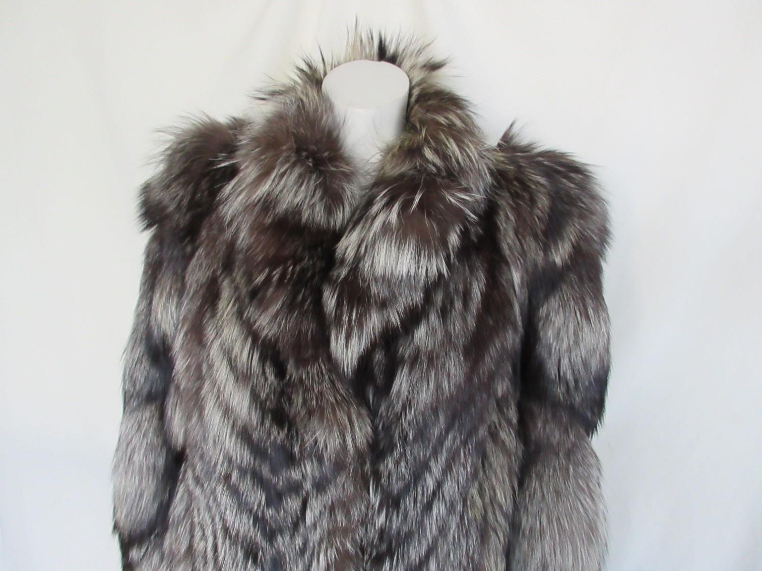 Long Silver Fox Fur Coat at 1stDibs