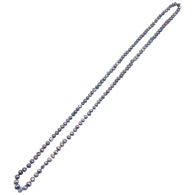 Long Single Strand Lavender Grey Freshwater Pearls For Sale at 1stDibs