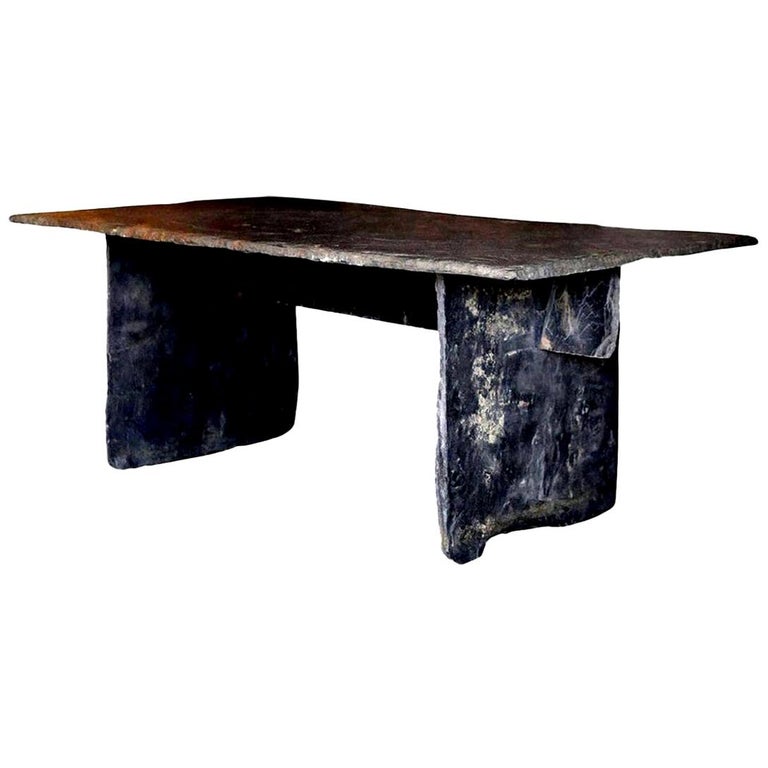 Long Slate Dining Table at 1stDibs