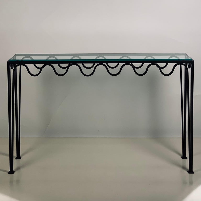 Long Undulating 'Méandre' Wrought Iron and Glass Console by Design ...