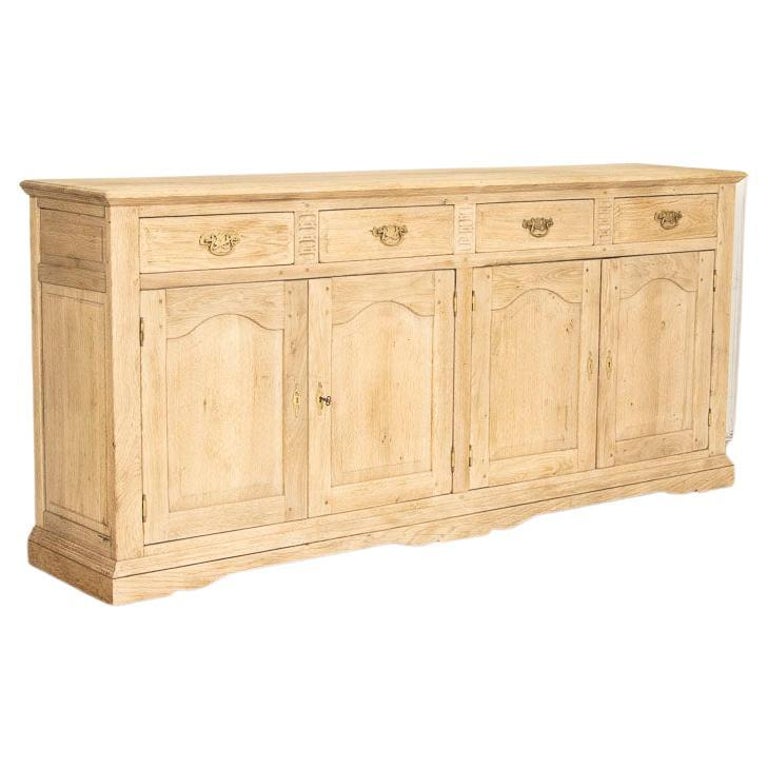 Long Vintage Bleached Oak Sideboard Buffet from France at 1stDibs