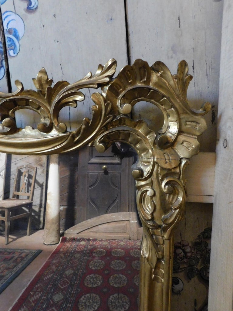Long Vintage Golden Mirror, 20th Century Italy For Sale at 1stDibs