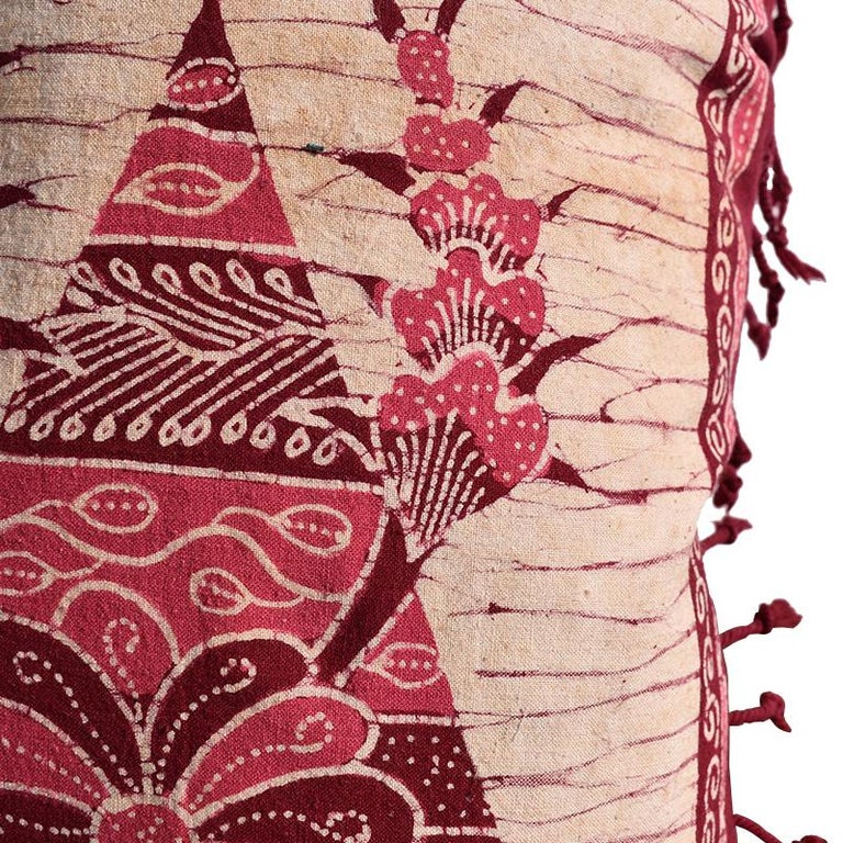 Long Vintage Indonesian Batik Down Lumbar Pillow with Tassels in Pink ...