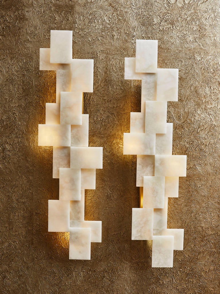 Long Wall Sconces in Alabaster by Studio Glustin at 1stDibs