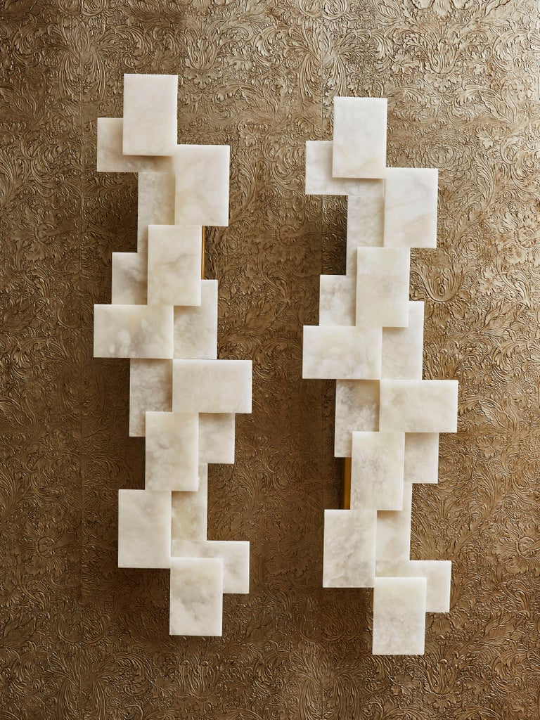 Long Wall Sconces in Alabaster by Studio Glustin For Sale at 1stDibs