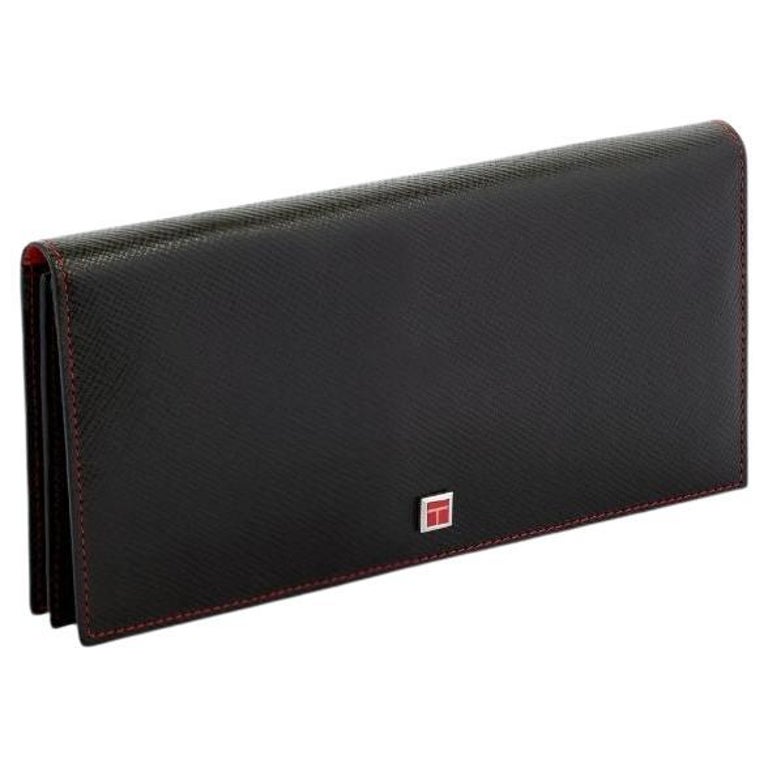 Long Wallet in Brown and Red Leather with Coral Inlay For Sale at 1stDibs