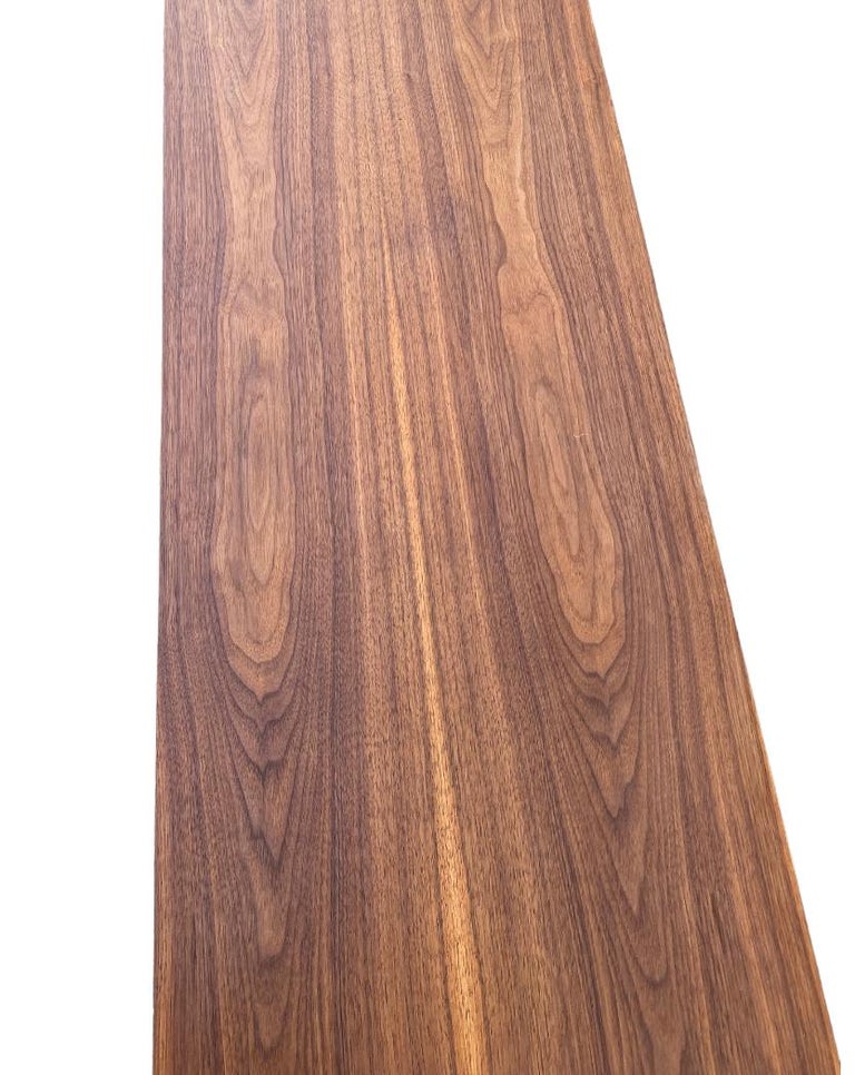 Long Walnut Bench / Coffee Table on White Base For Sale at 1stDibs