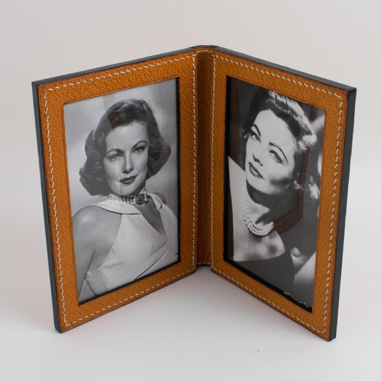 Longchamp 1940s Stitched Leather Double View Picture Frame at 1stDibs ...