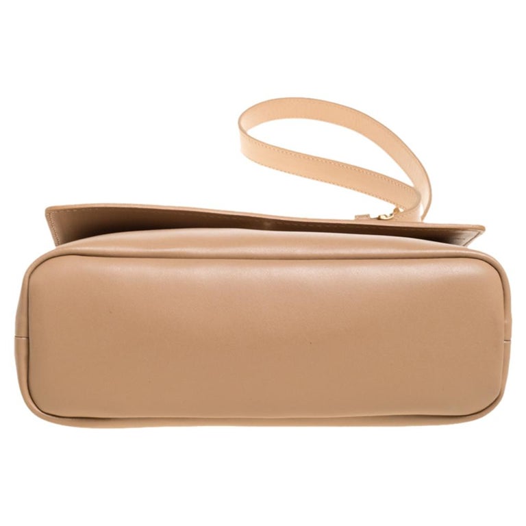 Longchamp Beige Leather Flap Crossbody Bag at 1stDibs | beige leather ...