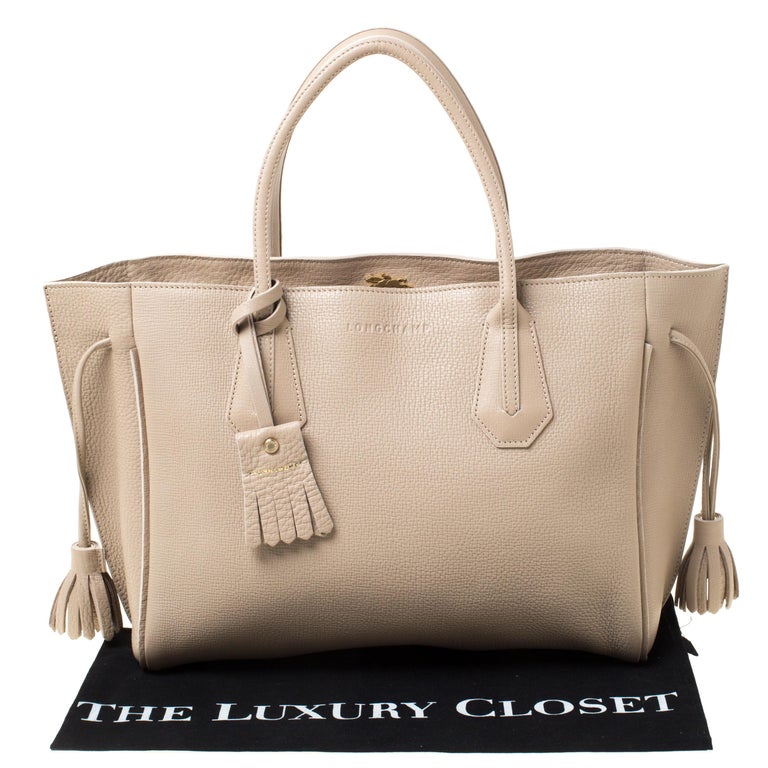 Longchamp Beige Leather Tote For Sale at 1stDibs | beige leather tote bag