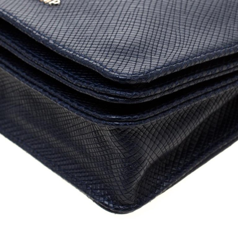 Longchamp Blue Leather Quadri Crossbody Bag For Sale at 1stDibs