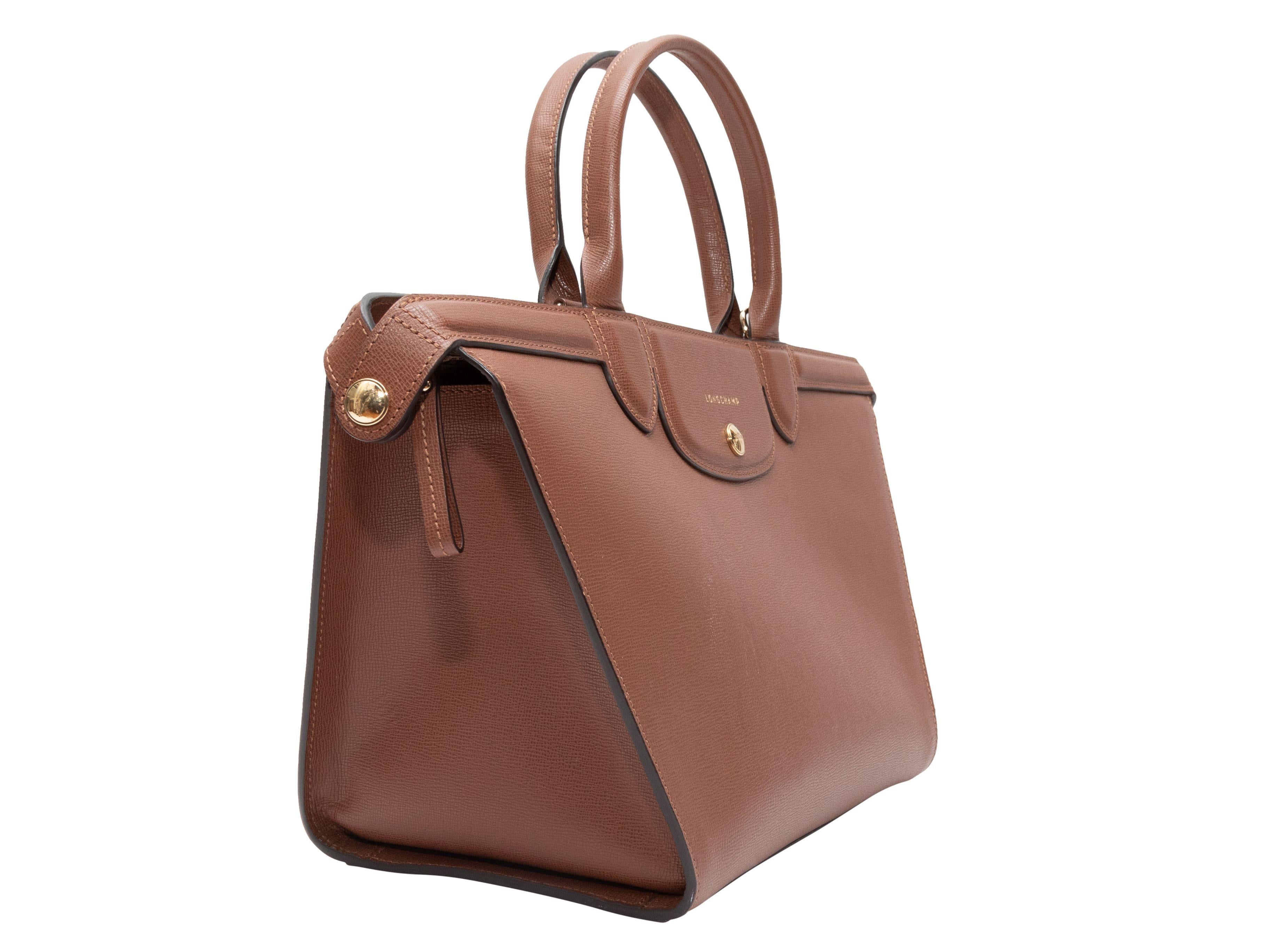 Longchamp Brown Leather Tote Bag For Sale at 1stDibs | longchamp bag ...