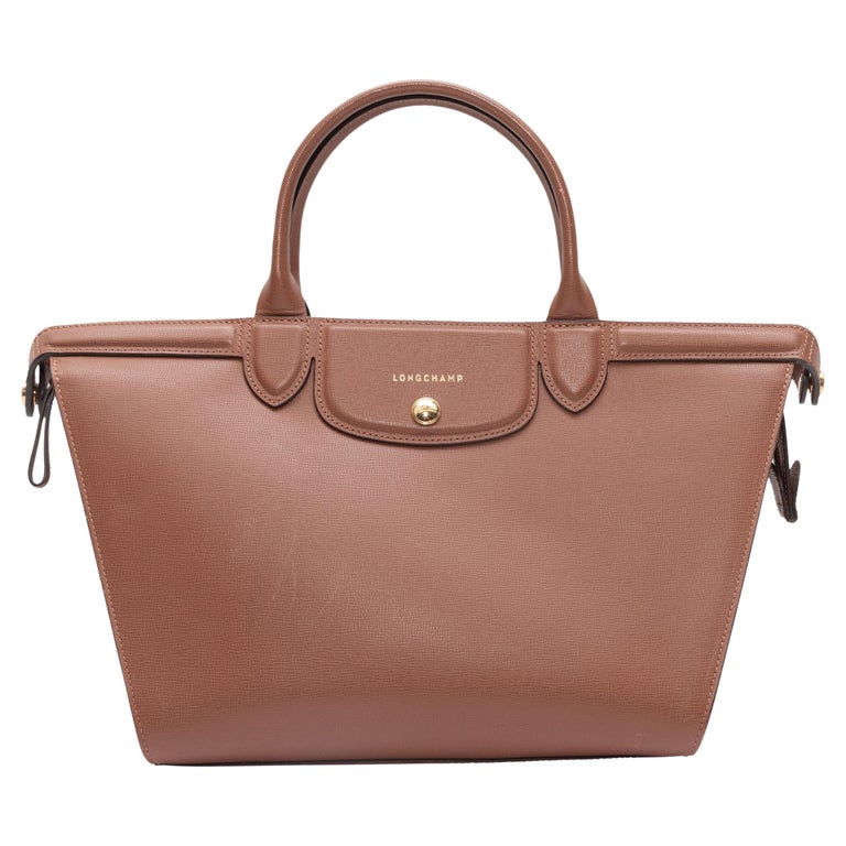 Longchamp Brown Leather Tote Bag For Sale at 1stDibs