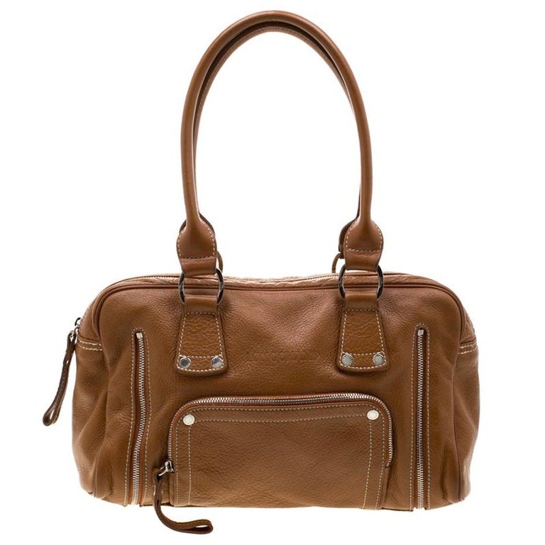 Longchamp Camel Leather Satchel For Sale at 1stDibs