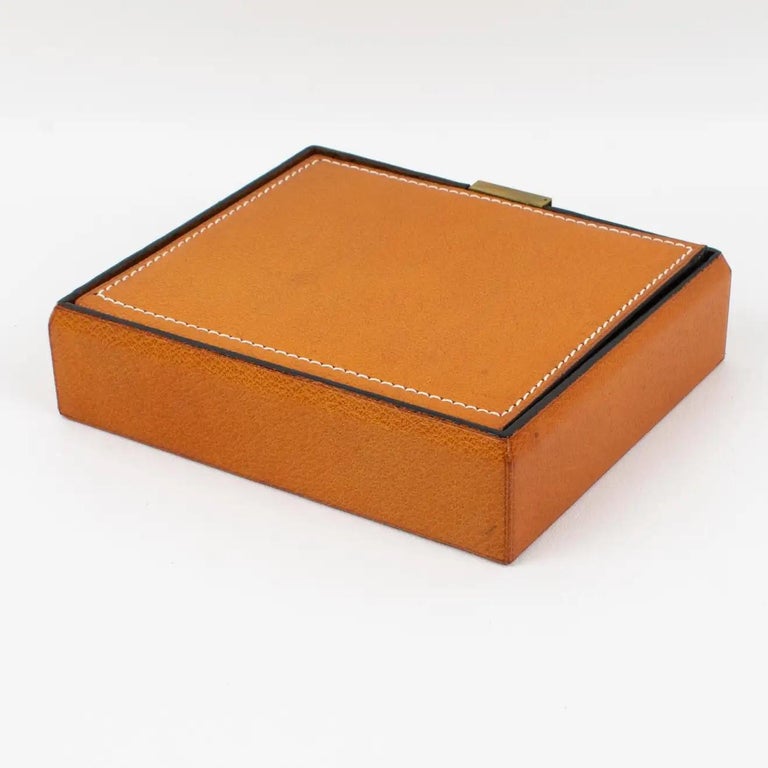 Longchamp France Hand-Stitched Cognac Leather Box, 1940s For Sale at ...