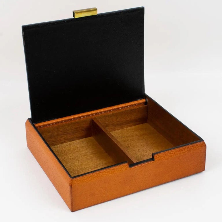 Longchamp France Hand-Stitched Cognac Leather Box, 1940s For Sale at ...